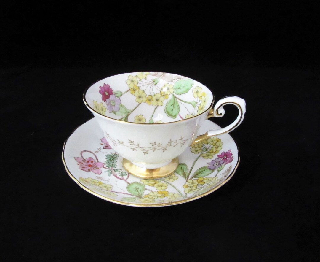 Vintage 50s Tuscan Alpine Floral Bone China Tea Cup and Saucer - Etsy