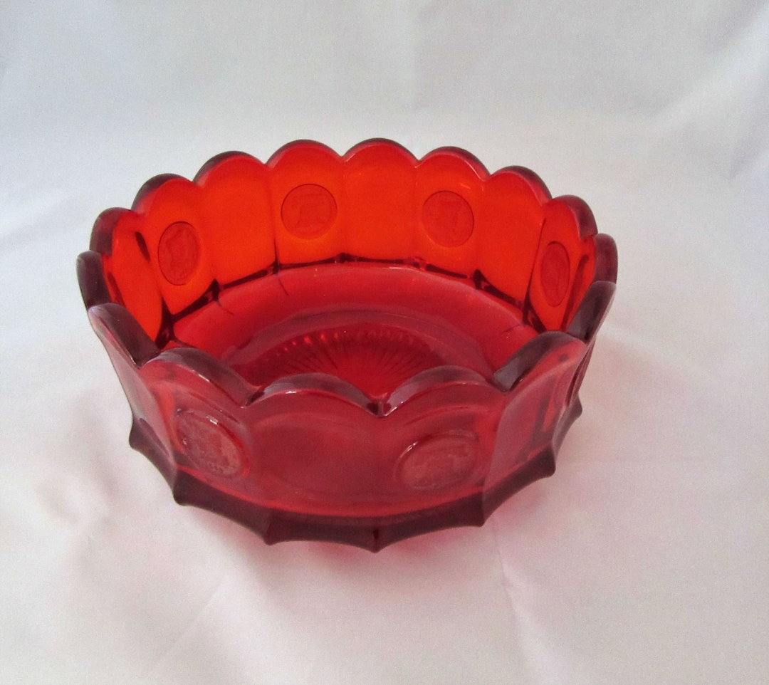 Vintage Fostoria Ruby Red Coin Glass Bowl, 7.25" Wide, VGC - Etsy