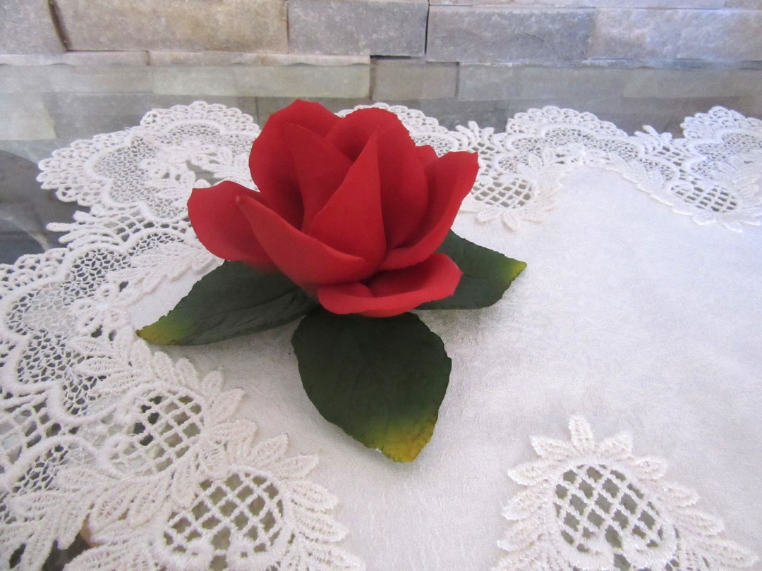 Vintage Napoleon Capodimonte Life Like Red Rose Sculpture W Original ...