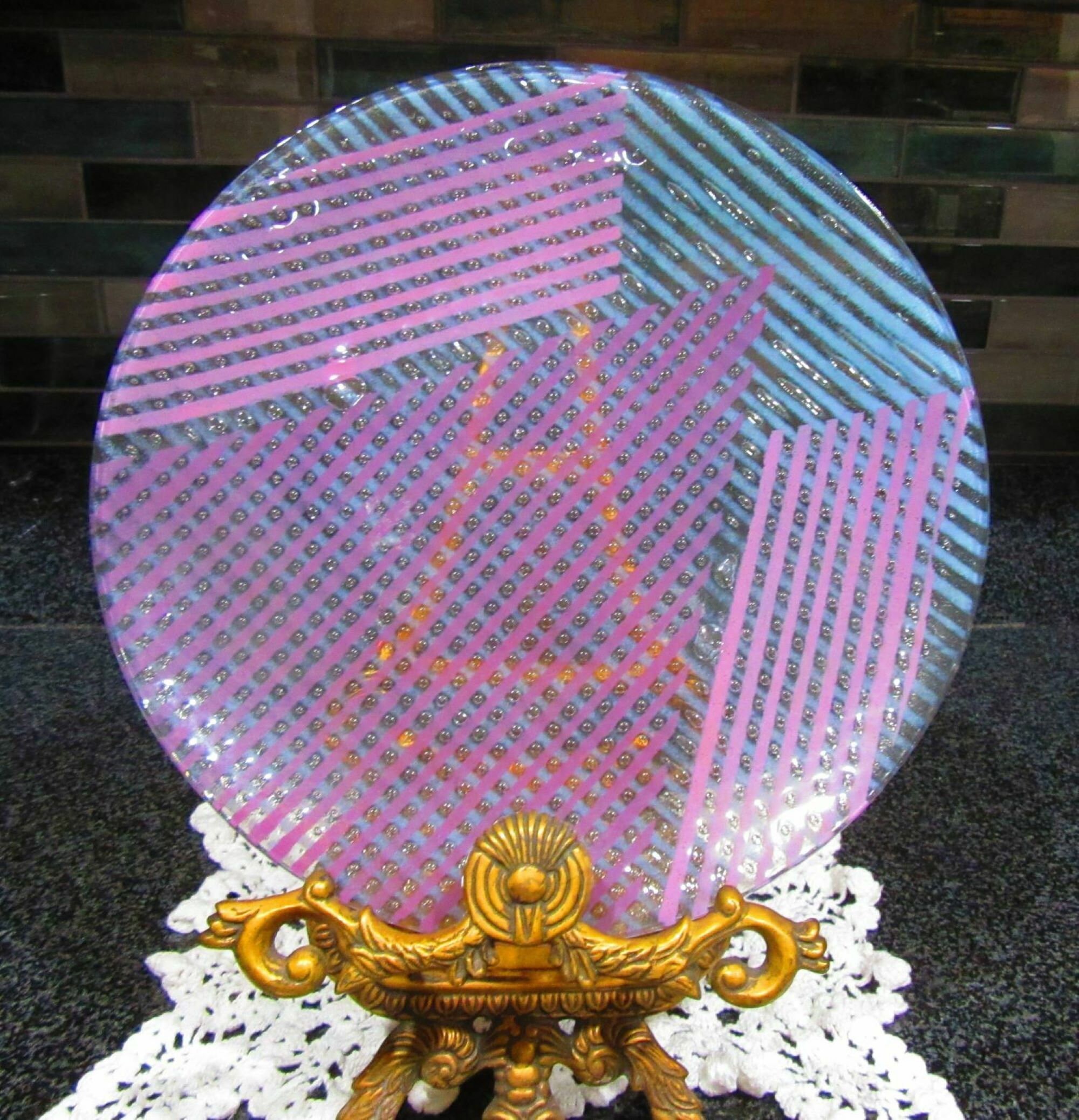 Vintage Art Glass 1985 Signed Sherry Schuster Large Fused - Etsy