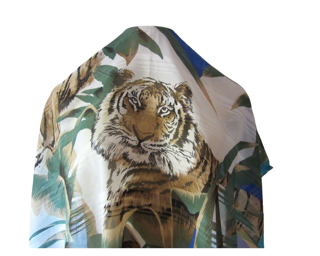 Gorgeous Wildlife Lions and Tigers Large Scarf With Great Colors, Silk ...