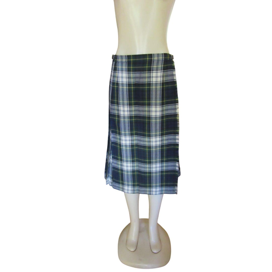 Vintage Laird-portch Scotland Blue/green Tartan Wool Wrap Skirt Size 14 ...