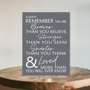 Always Remember You Are Braver, Nursery Wall Decor, Inspirational Quote ...