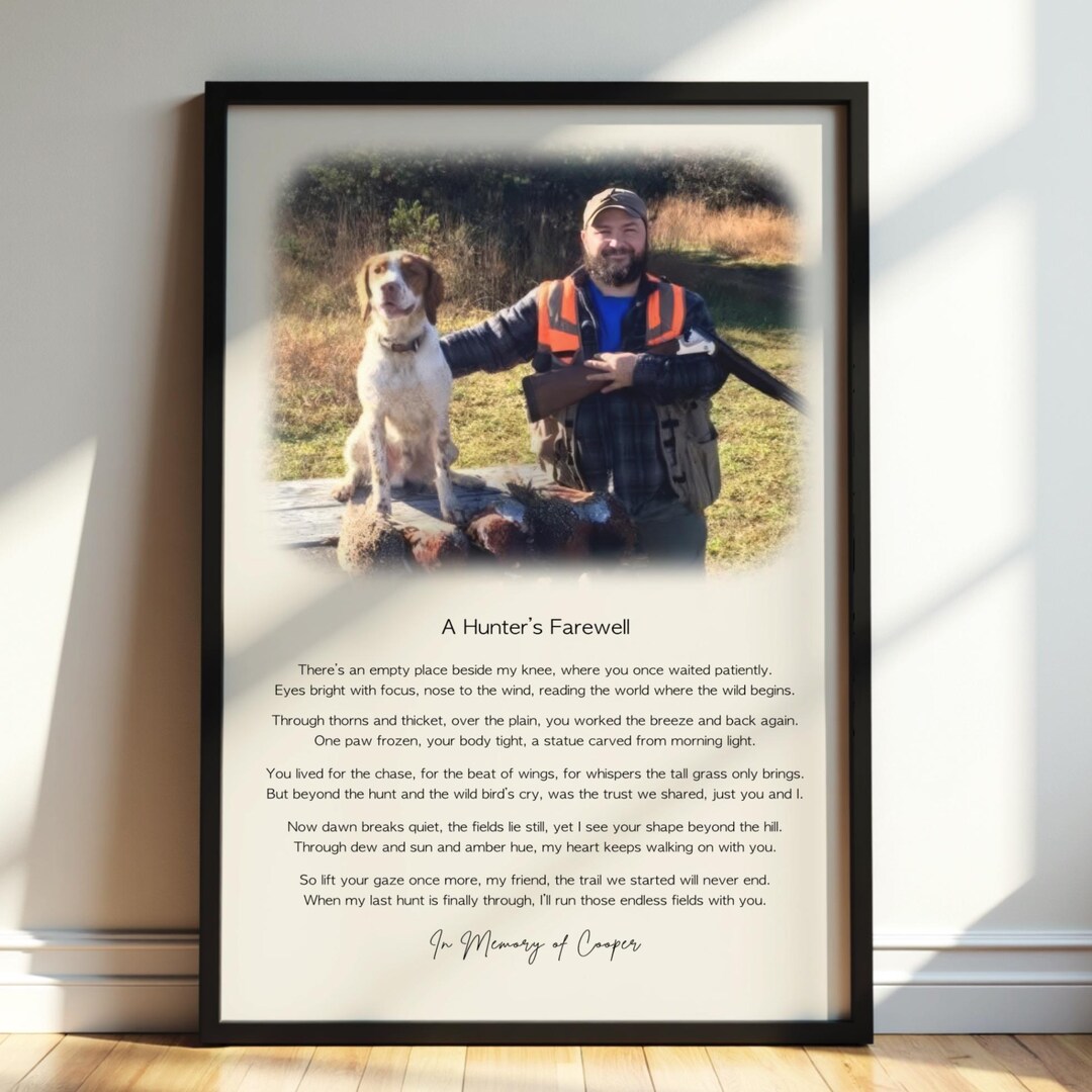 Personalized Hunting Dog Memorial Art With Photo and Poem, Custom Bird ...