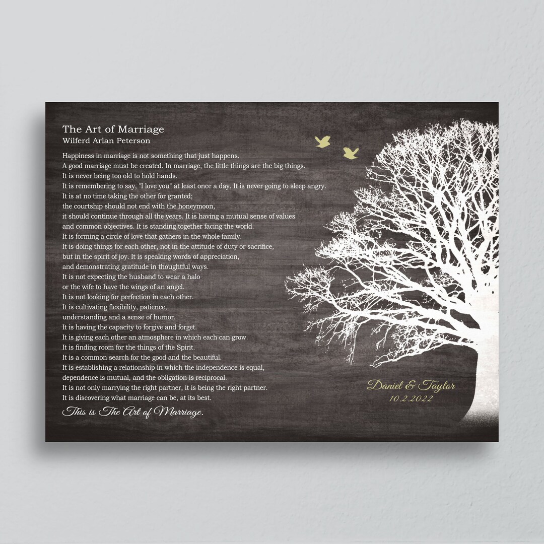 The Art of Marriage Poem Print or Canvas, Personalized Wedding Gift ...