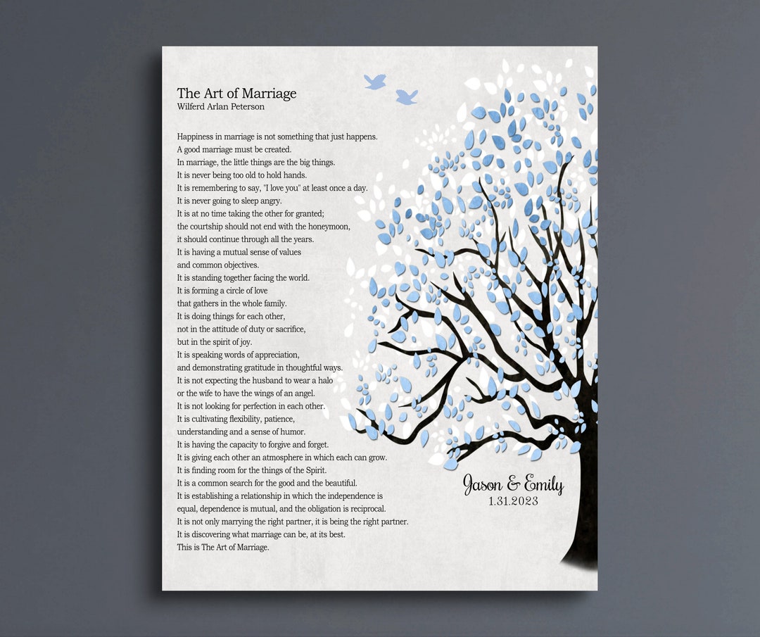 The Art of Marriage Poem, Personalized Wedding Gift, Anniversary Gift ...