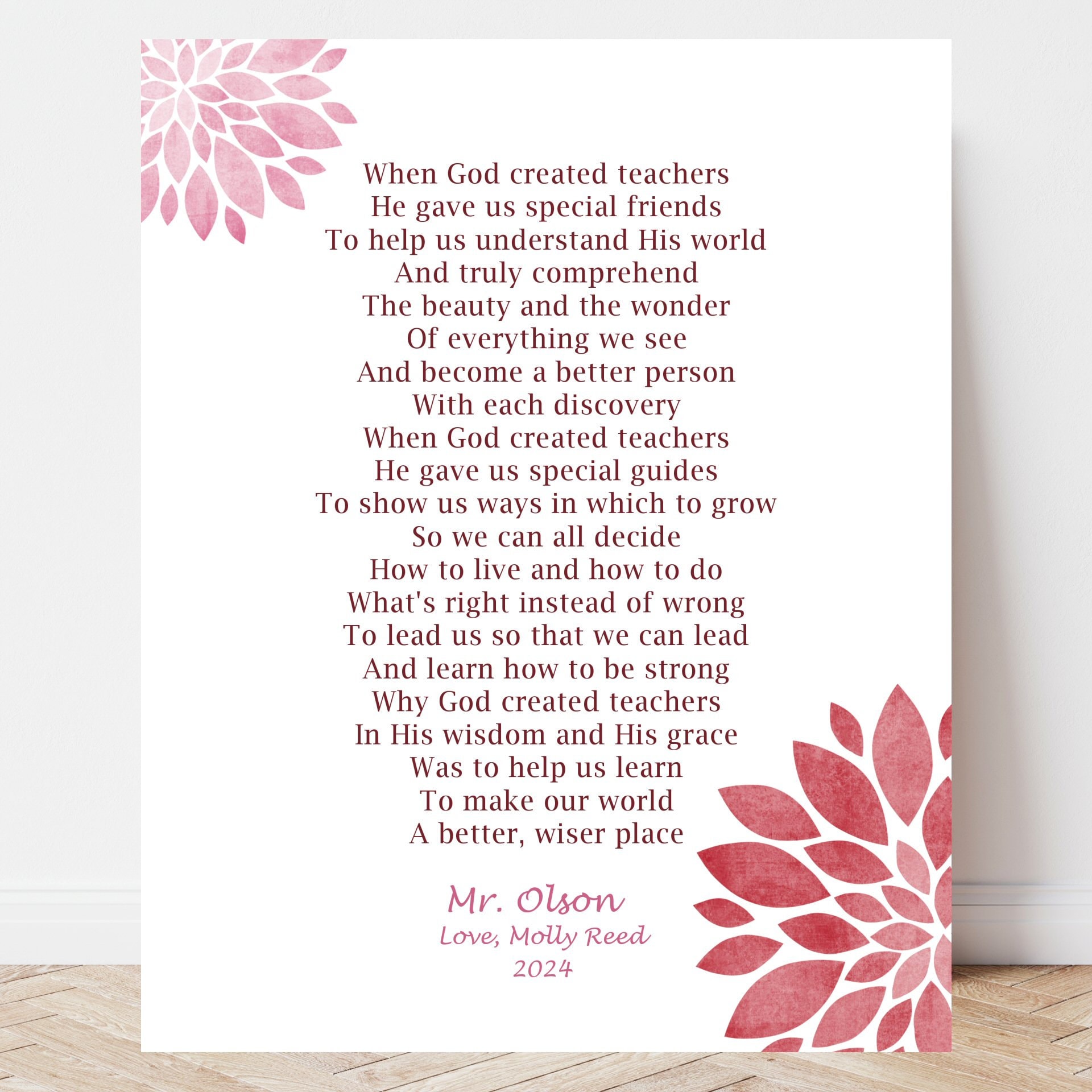 Sunday School Teacher Appreciation Poems