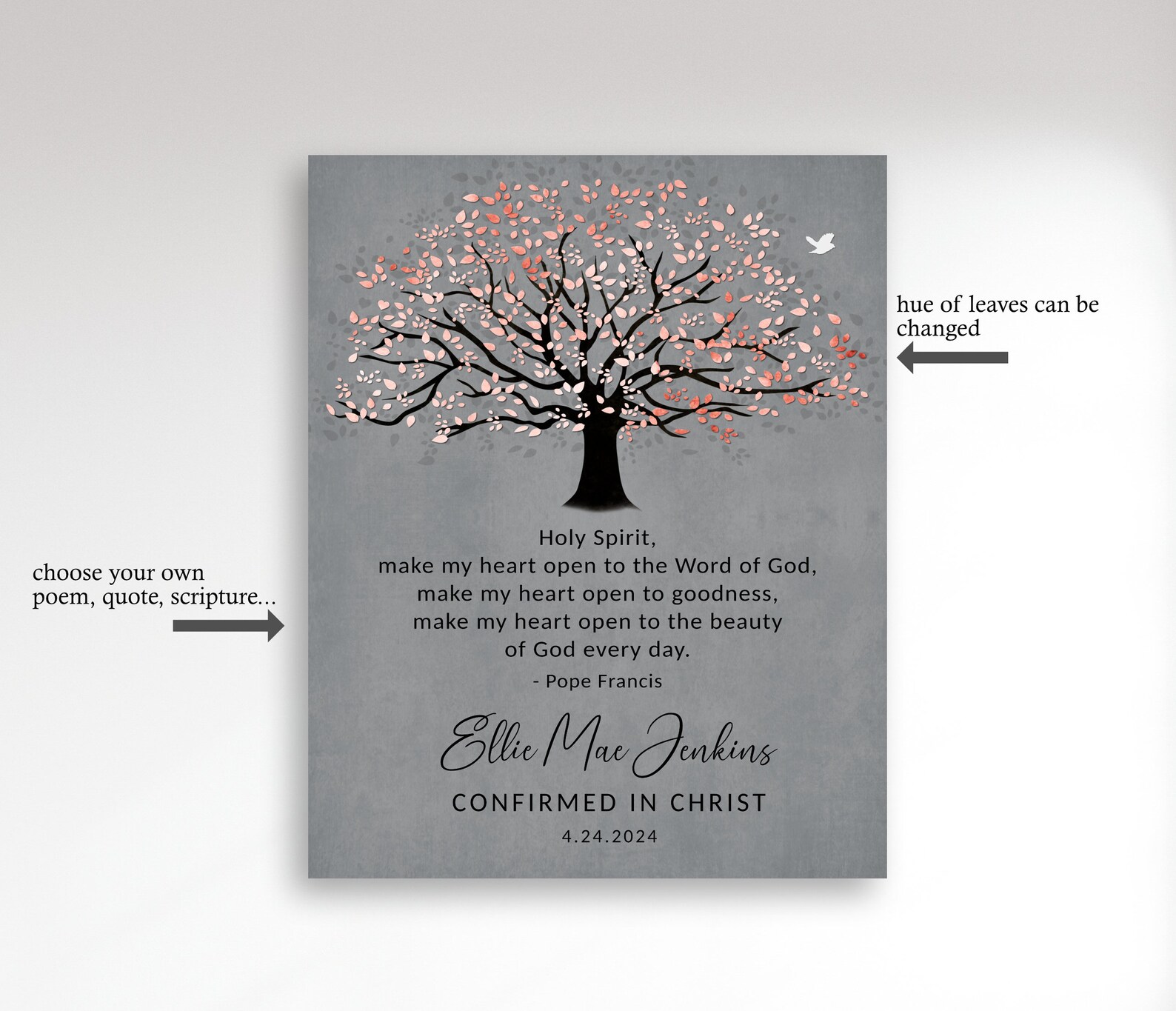 Confirmation Gift for Girls, Personalized With Name, Quote Scripture ...
