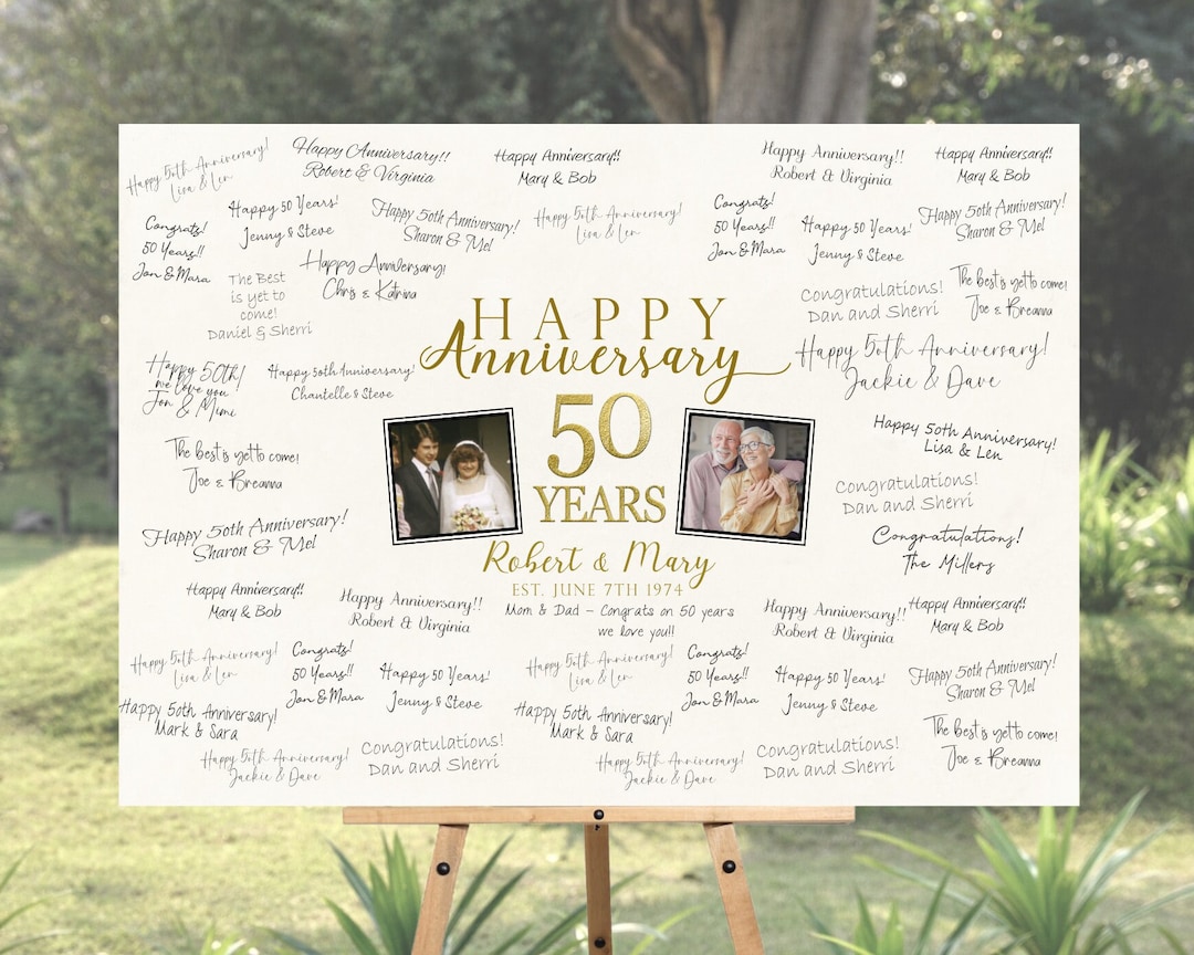 Guest Book for 50th Wedding Anniversary, Guestbook Alternative ...