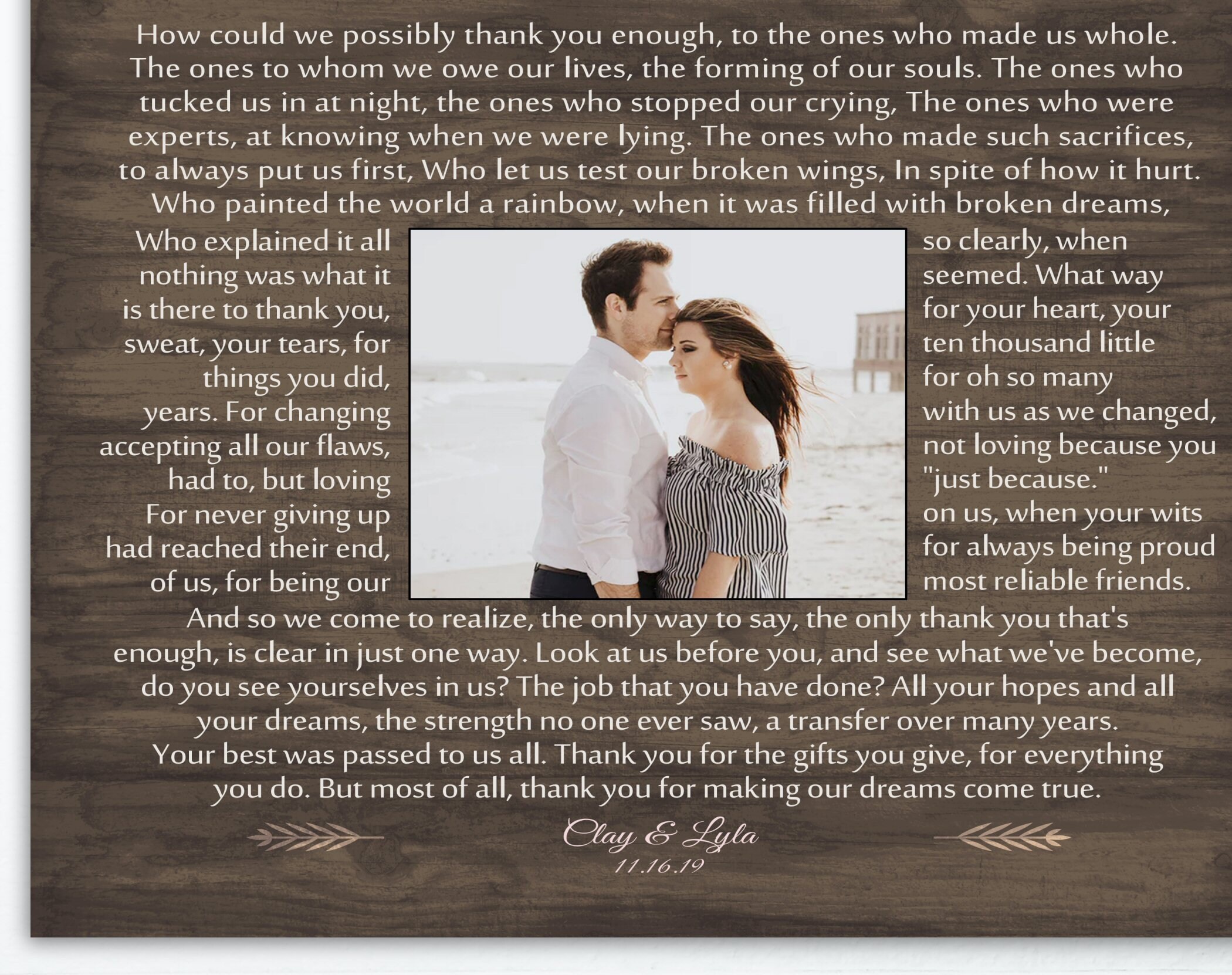 Personalized THANK YOU Gift for PARENTS with Photo Set of 2 | Etsy