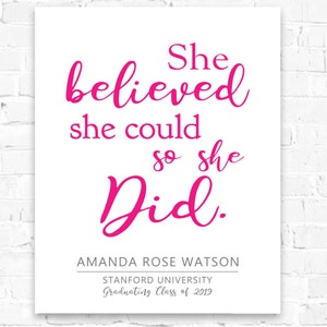 Graduation Gift PERSONALIZED She Believed She Could so She Did With ...