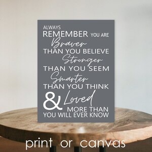 Always Remember You Are Braver, Nursery Wall Decor, Inspirational Quote ...