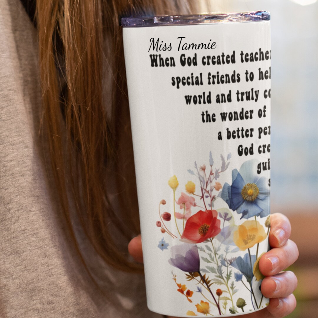 Christian Teacher Gift, Thank You Poem Personalized Tumbler Name Gift ...