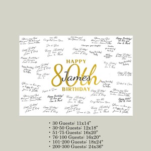 80th Birthday Guest Book Sign Alternative Signature Board, Faux Gold ...