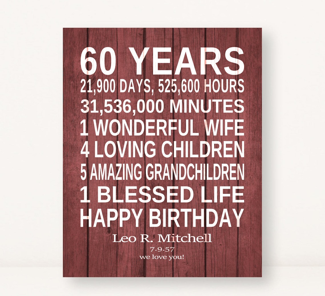 60th BIRTHDAY Sign Personalized Gift Rustic Barn Wood Look 60 | Etsy