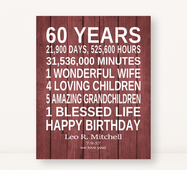 60th BIRTHDAY Sign Personalized Gift Rustic Barn Wood Look 60 Etsy