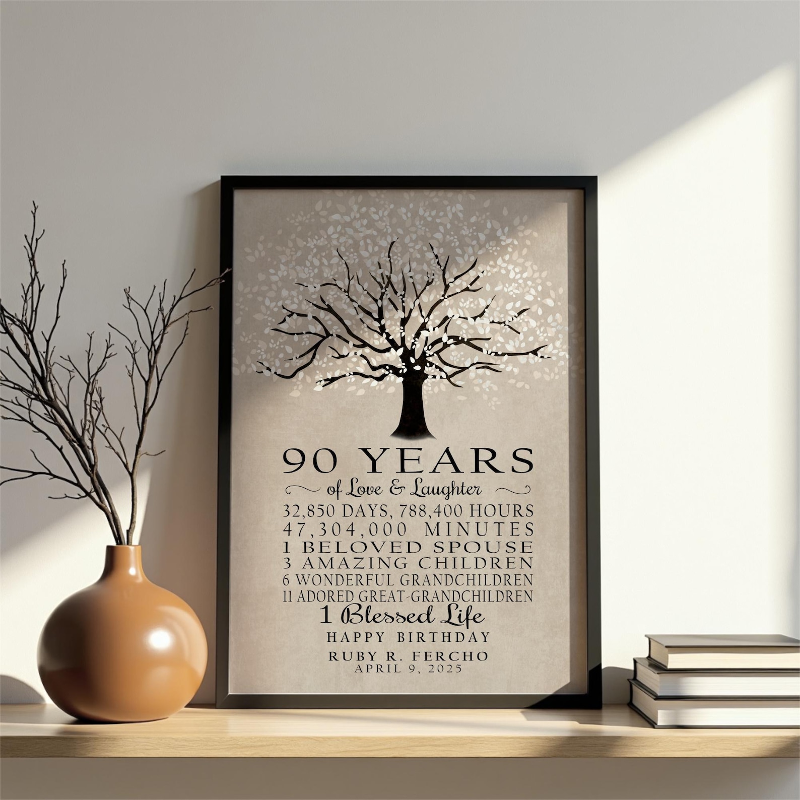 90th Birthday Sign Personalized, 90 Years Birthday Gift Idea, Happy ...