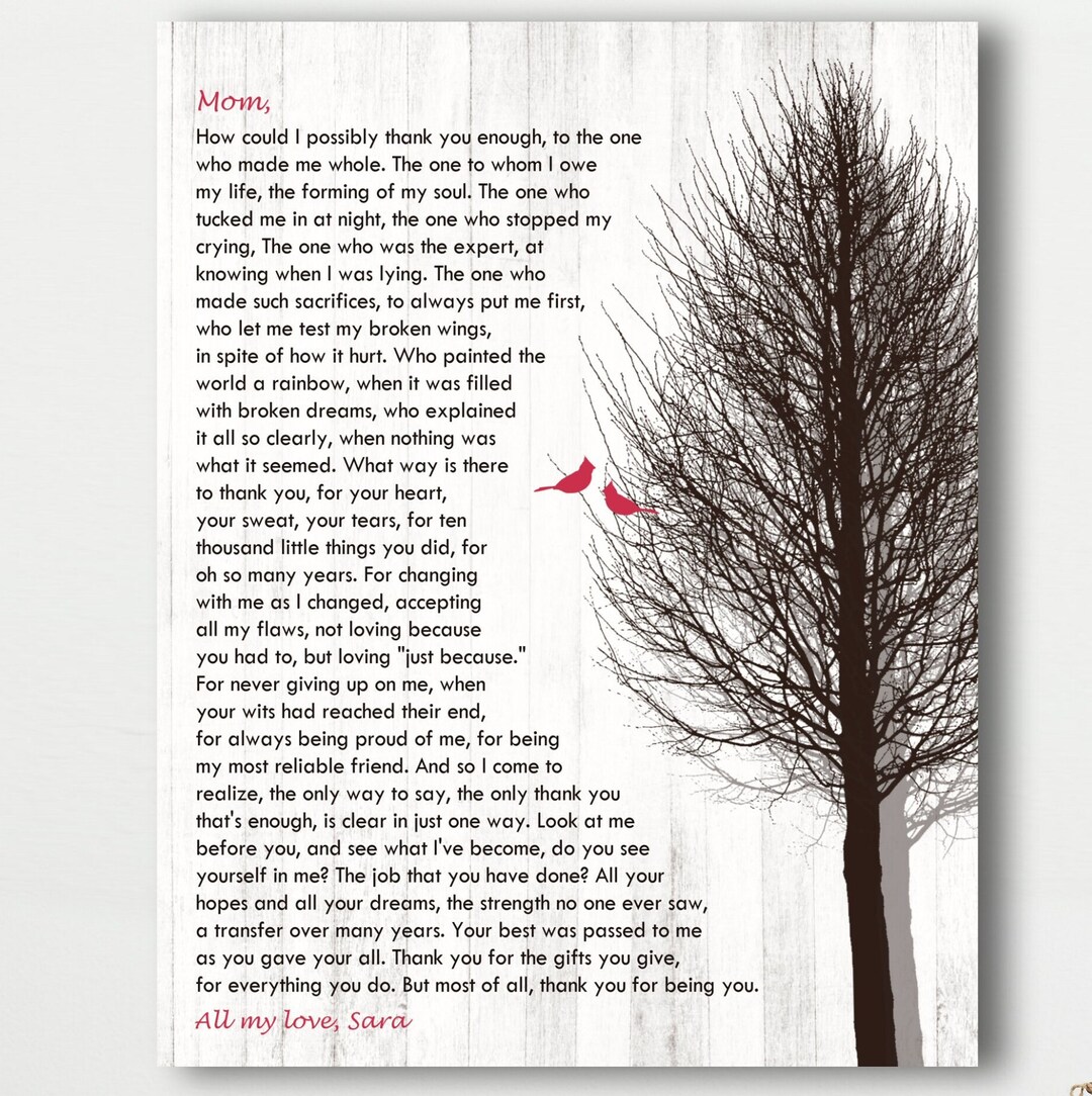 Gift for MOM Sentimental Poem, Christmas Gift for Parent, Dad ...