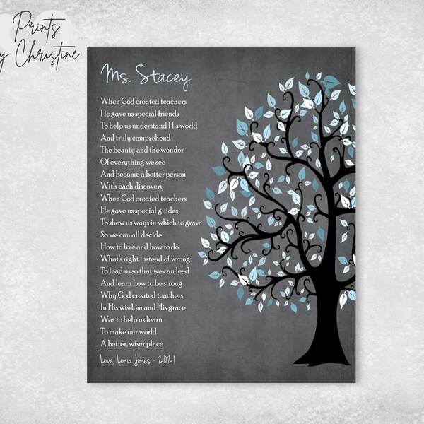 Why God Created Teacher Poem - Etsy