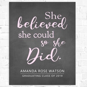 Graduation Gift PERSONALIZED She Believed She Could so She Did With ...