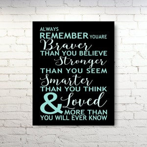 Always Remember You Are Braver, Nursery Wall Decor, Inspirational Quote ...