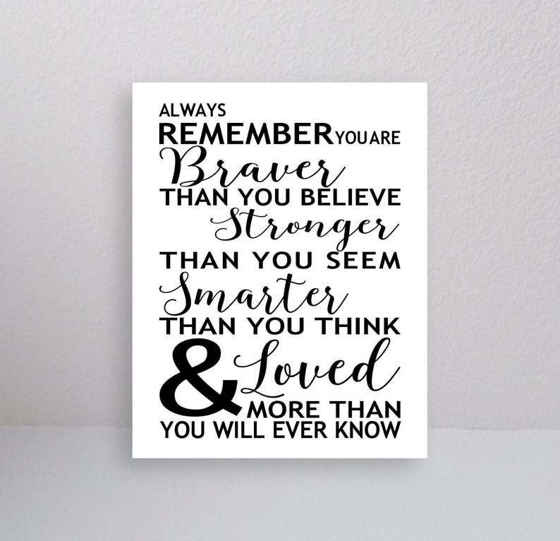 Canvas Always Remember You Are Braver Than You Believe Quote Etsy