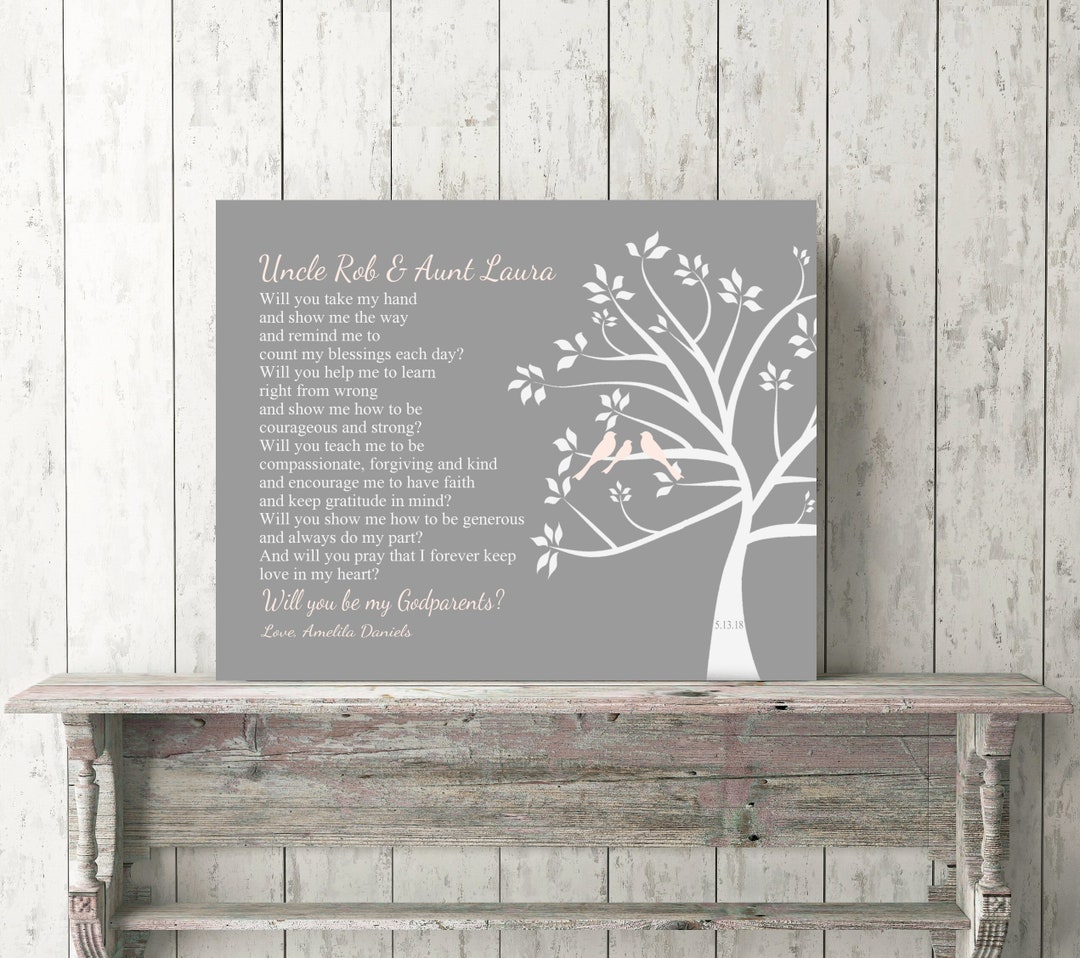 GODPARENTS PROPOSAL Personalized From Godchild Gift Canvas or Print God ...