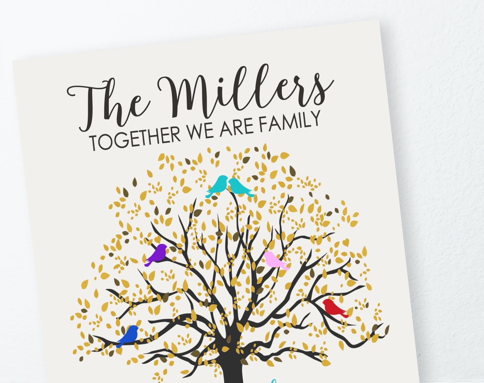 ADOPTION Gift, Family Tree Art Personalized Names Adopt Date, Quote ...