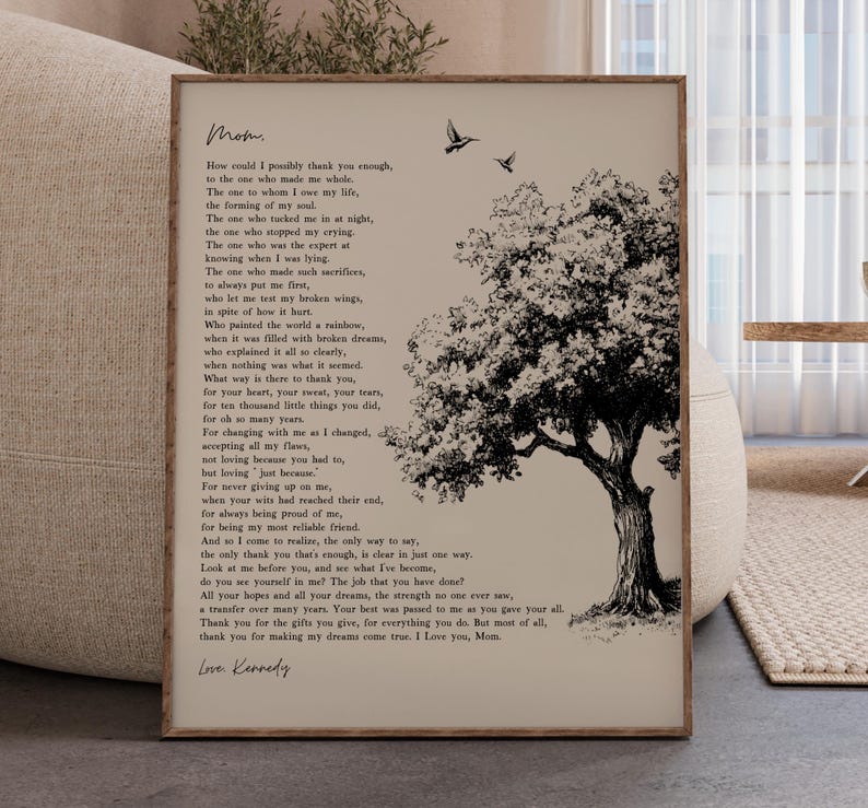 Mom Gift Hummingbirds Oak Tree, Personalized Poem Framed Canvas ...