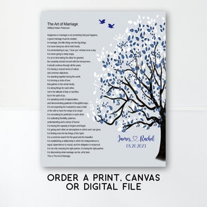 The Art of Marriage Poem, Personalized Anniversary Gift, Marriage ...