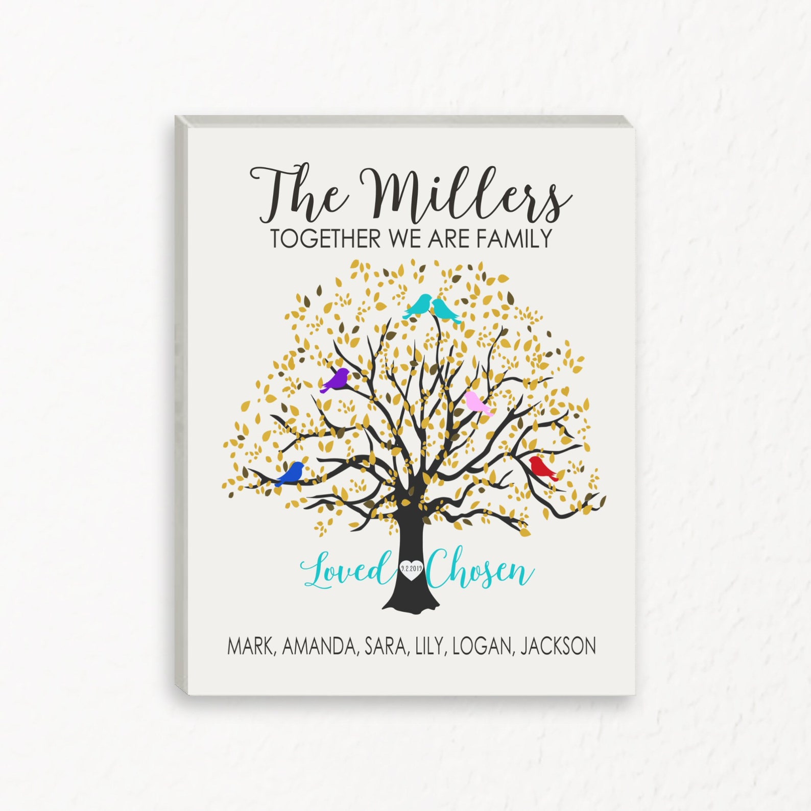 ADOPTION Gift, Family Tree Art Personalized Names Adopt Date, Quote ...