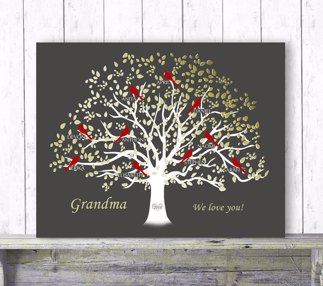 GRANDPARENTS Gift, Christmas Family Tree, Personalized With ...