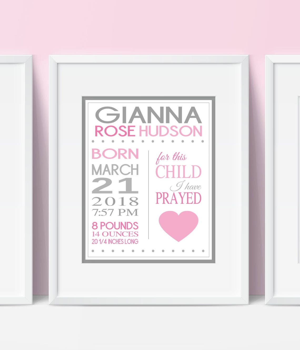 New Baby Birth Art Birth Stats for This Child I Have Prayed - Etsy
