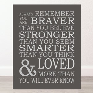 Always Remember Canvas Print You Are Braver Than You Believe Print ...