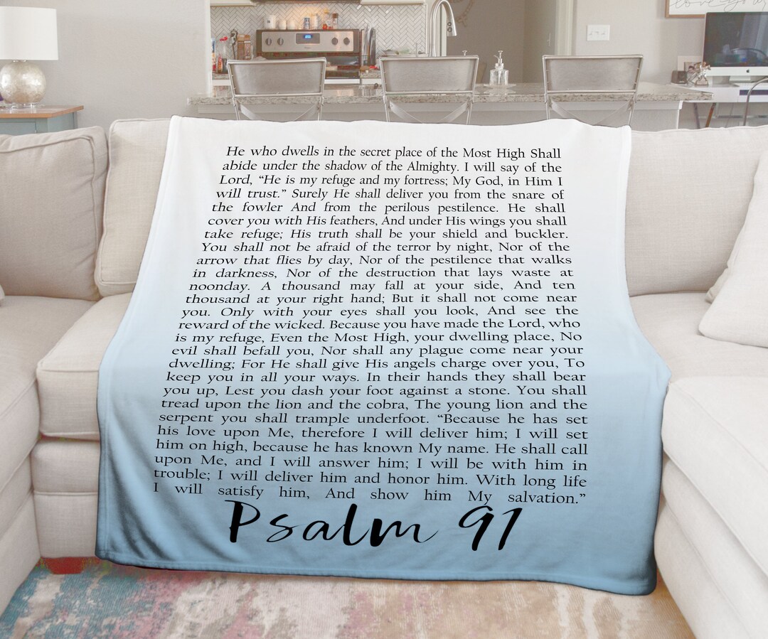 Psalm 91 Scripture Throw Blanket, Christian Bible Verses Soft Blanket ...