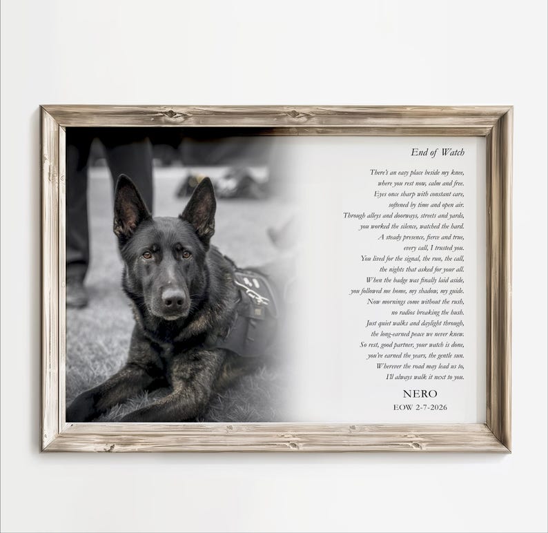 Retirement Gift Police Dog With Picture & Poem, Custom Retired K9 ...