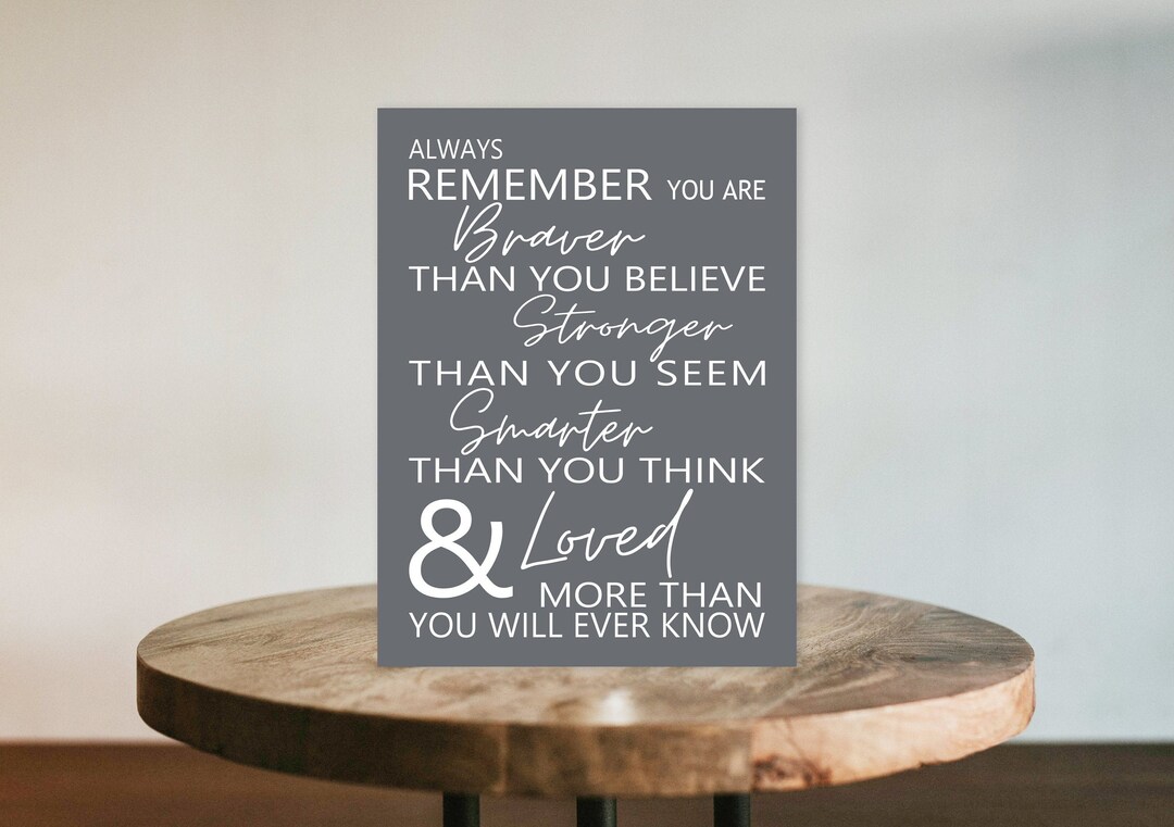 Always Remember You Are Braver, Nursery Wall Decor, Inspirational Quote ...