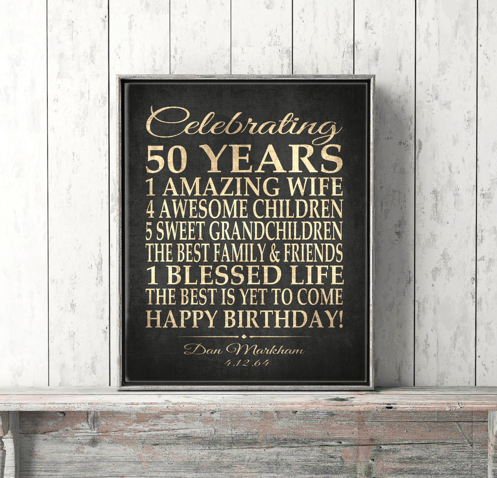 50th BIRTHDAY Gift Party Sign Personalized 50th Birthday Print | Etsy
