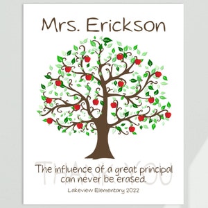 PRINCIPAL Appreciation Gift, Apple Tree, Personalized Print, Canvas or ...