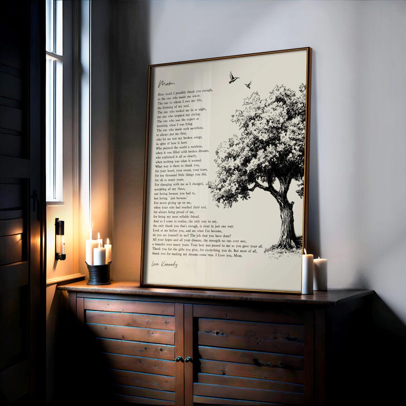 Mom Gift Hummingbirds Oak Tree, Personalized Poem Framed Canvas ...