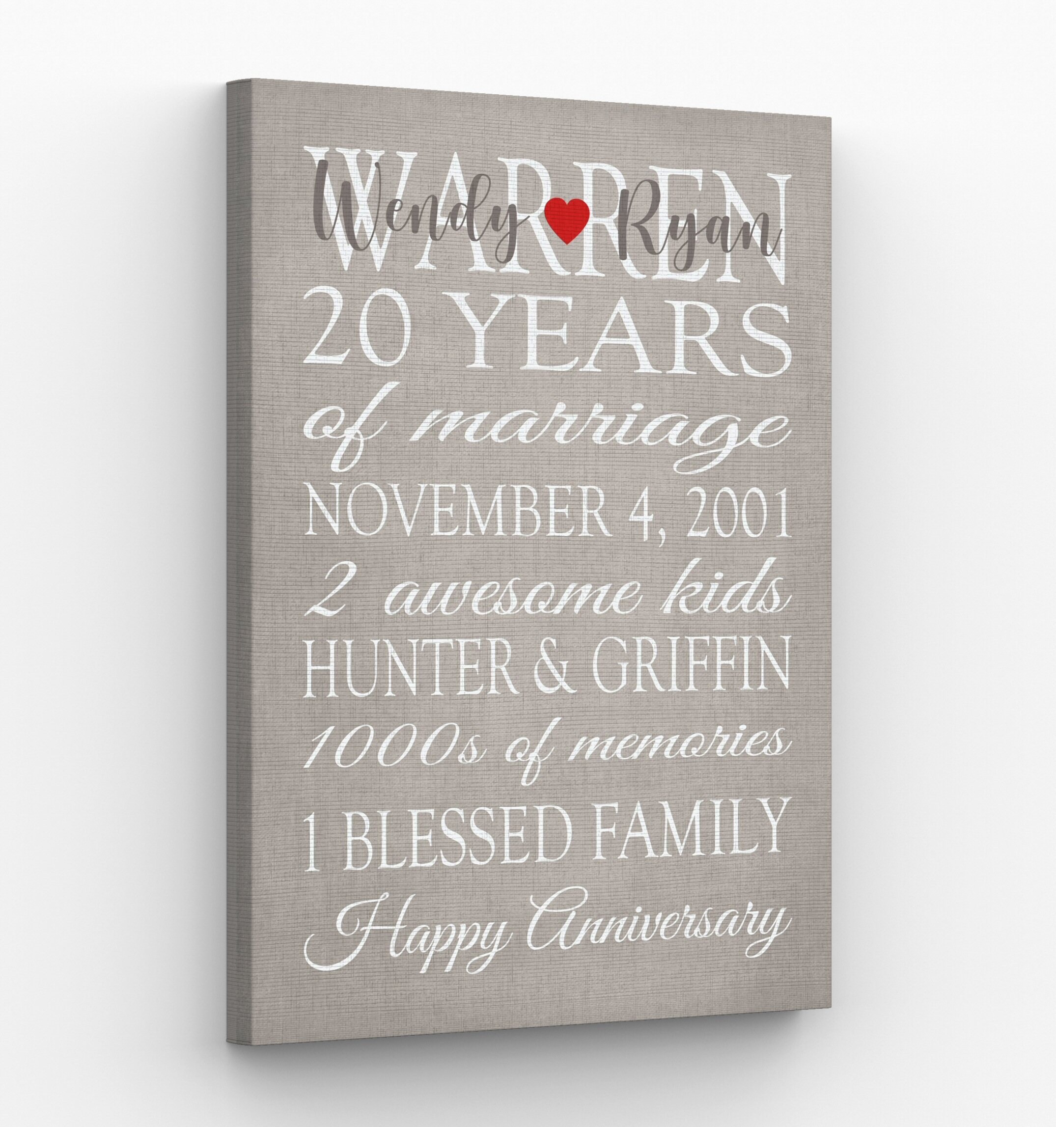 CUSTOM 20TH ANNIVERSARY Sign Wedding Anniversary Gift | Etsy