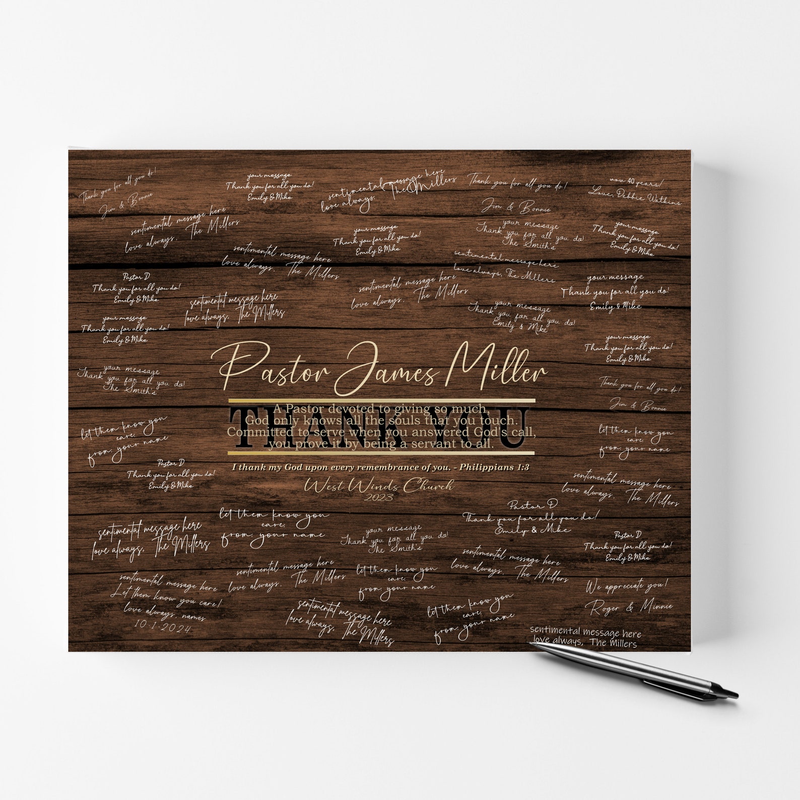 Ministry Thank You Gift Sign, Signatures From Church, Pastor Gift ...