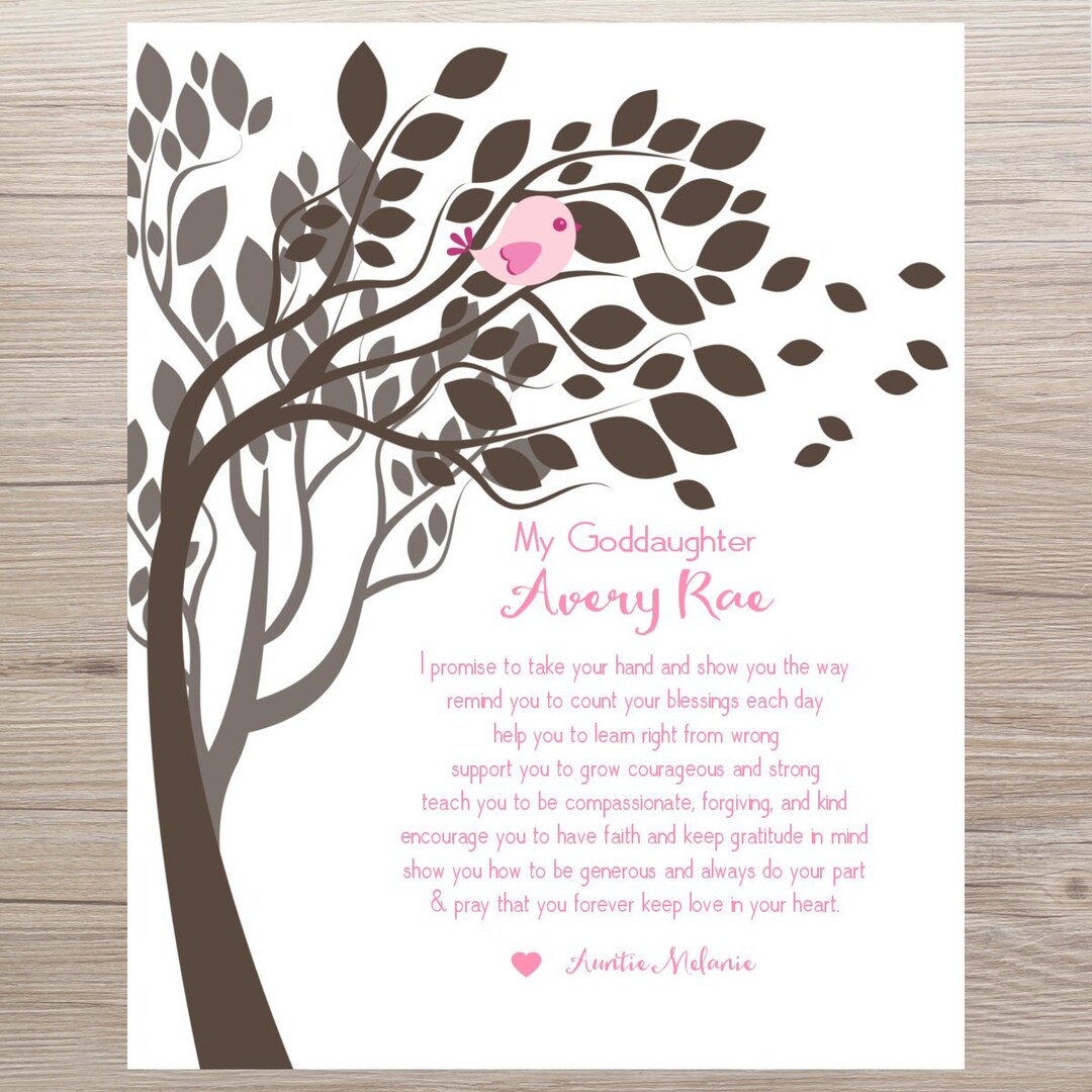 Baptism Gift, BABY DEDICATION GIFT, Goddaughter Keepsake Art, From ...