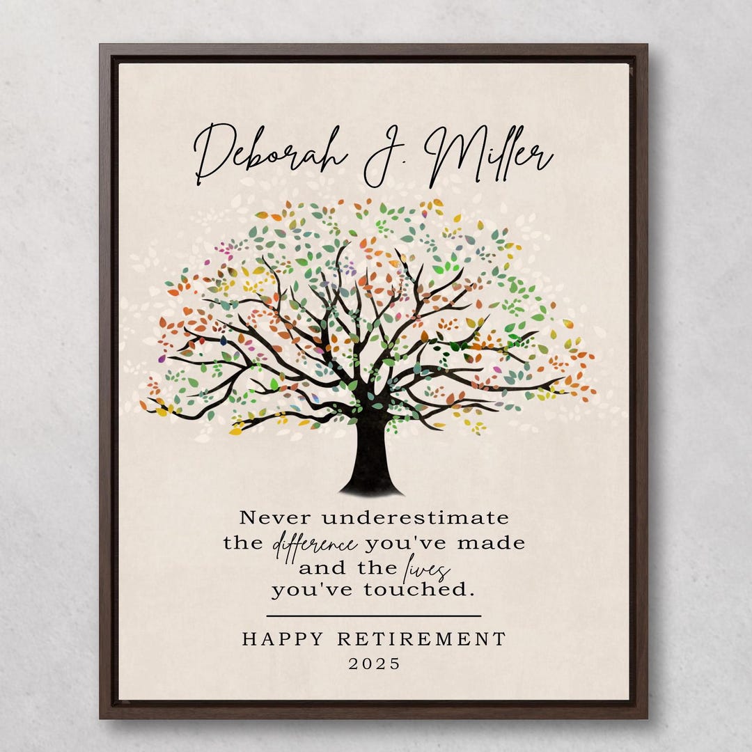 Retirement Gift for Coworker Framed Canvas, Personalized Happy ...