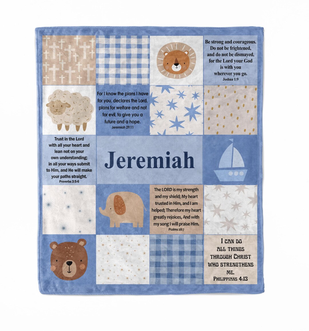 Personalized Scripture Blanket, Christian Gift, Woodland Animals Baby ...