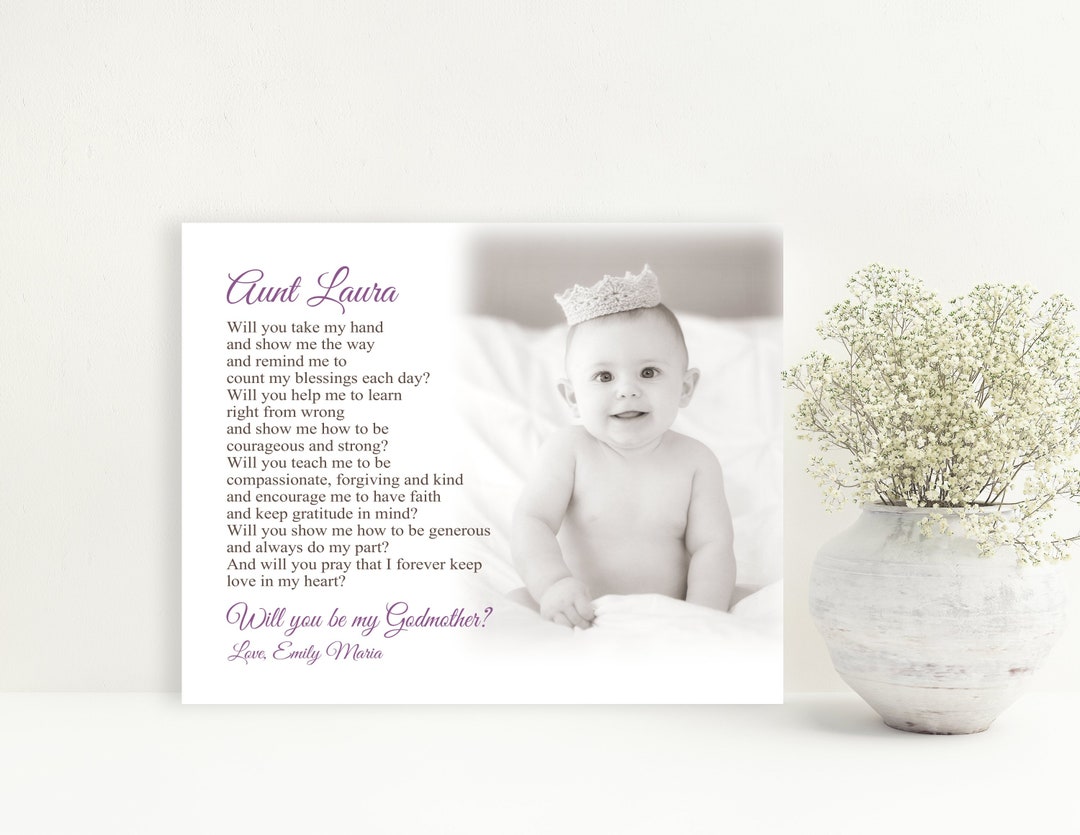 GODMOTHER PROPOSAL Personalized Baby PHOTO From Godchild Gift Canvas or ...