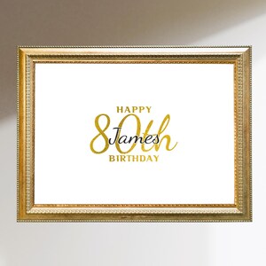 80th Birthday Guest Book Sign Alternative Signature Board, Faux Gold ...