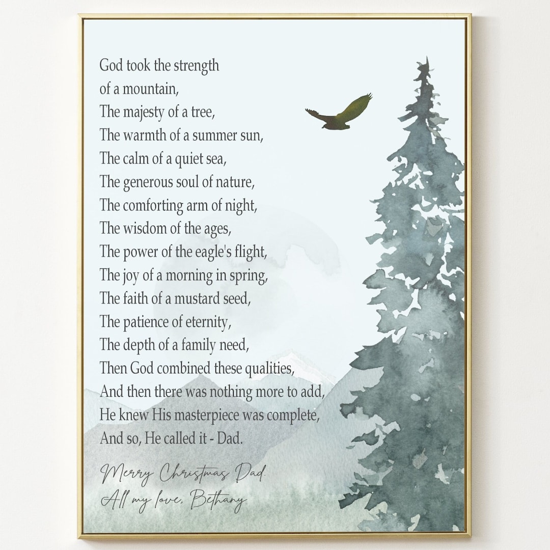 Gift for Dad Poem, God Took the Strength of a Mountain, Personalized ...