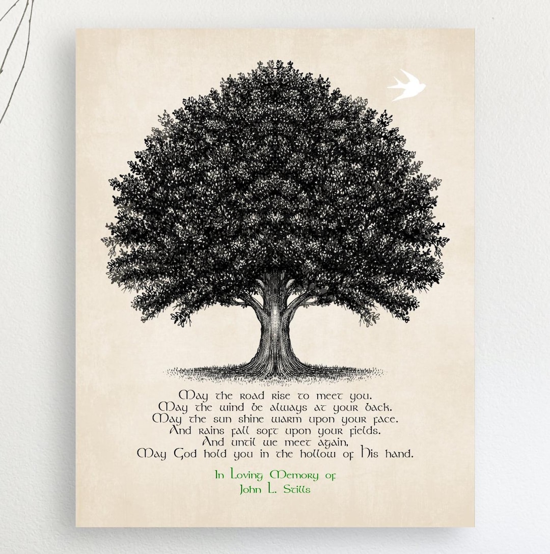 Remembrance Gift IRISH BLESSING, Family Tree Sign, Flying Bird, Grief ...