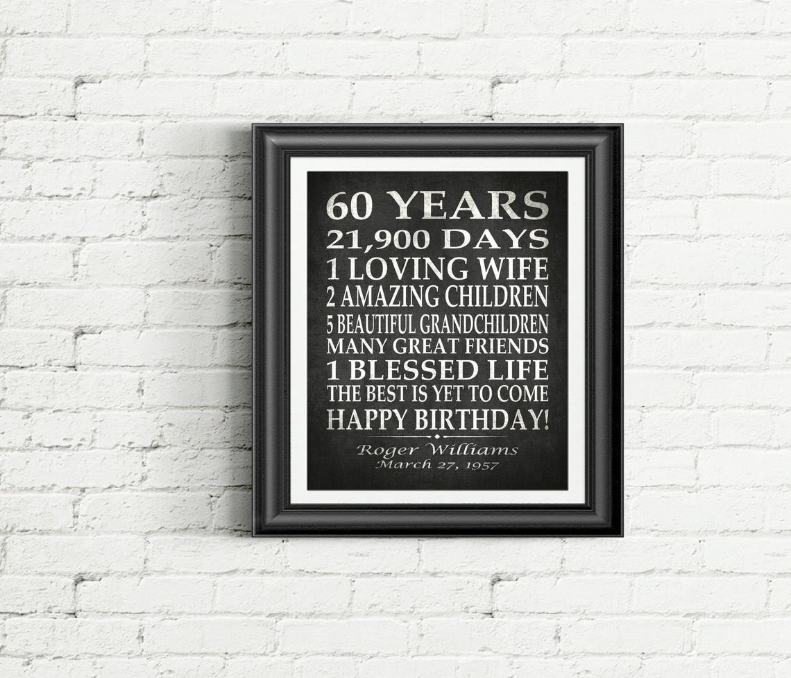 60th BIRTHDAY Gift Sign Party Gift Personalized 60 Years - Etsy